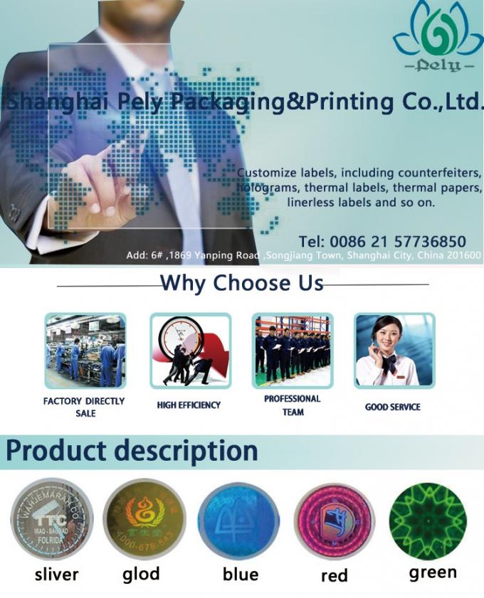 Anti Counterfeit Design Logo 3D Holographic Security Stickers
